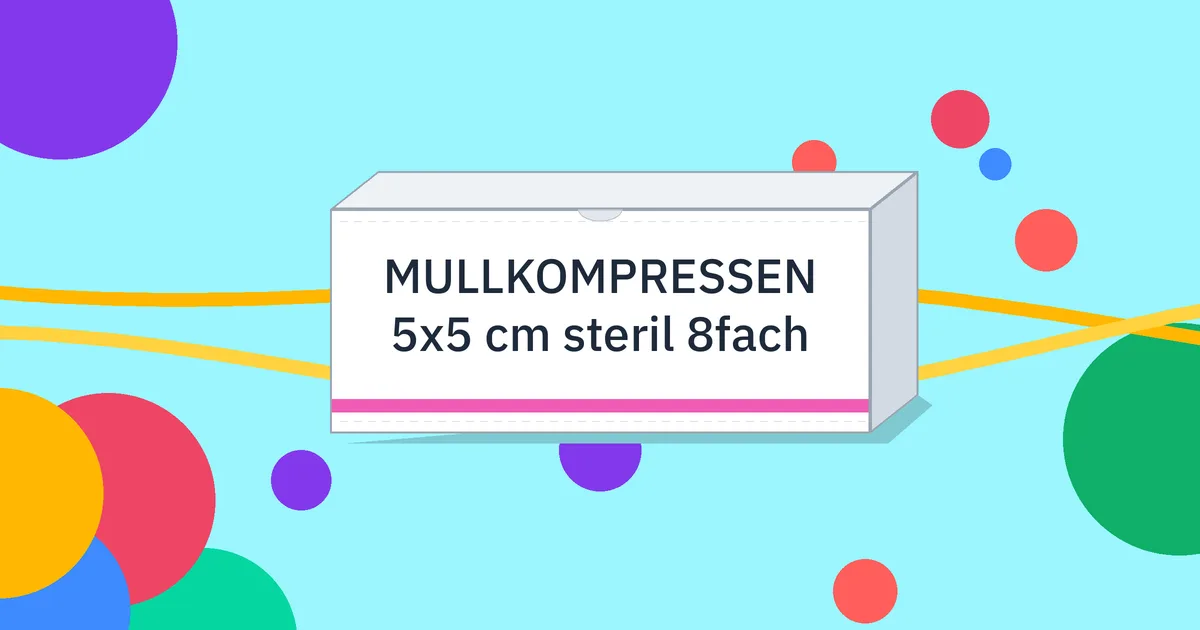 Symbolbild: Packung mit der Aufschrift MULLKOMPRESSEN 5x5 cm steril 8fach (PZN 04676817) – Verfügbarkeit und Bezug in Apotheken in Frankfurt am Main