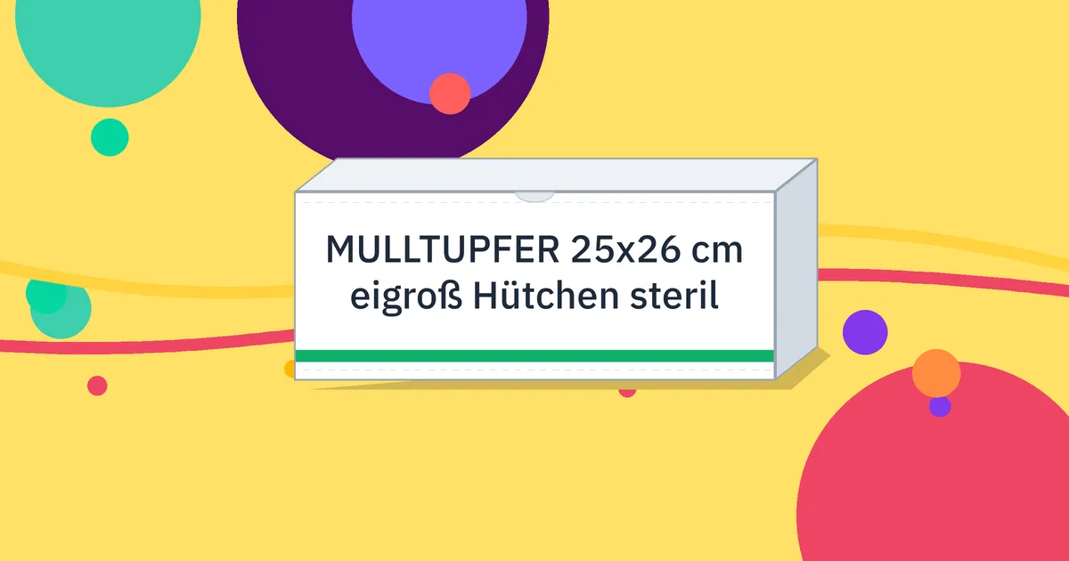 Symbolbild: Packung mit der Aufschrift MULLTUPFER 25x26 cm eigroß Hütchen steril (PZN 01364069) – Verfügbarkeit und Bezug in Apotheken in Frankfurt am Main