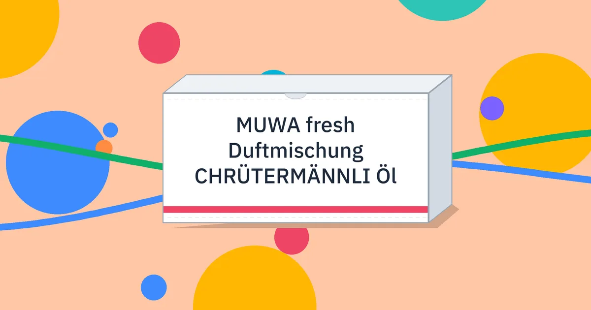 Symbolbild: Packung mit der Aufschrift MUWA fresh Duftmischung CHRÜTERMÄNNLI Öl (PZN 07198028) – Verfügbarkeit und Bezug in Apotheken in Frankfurt am Main
