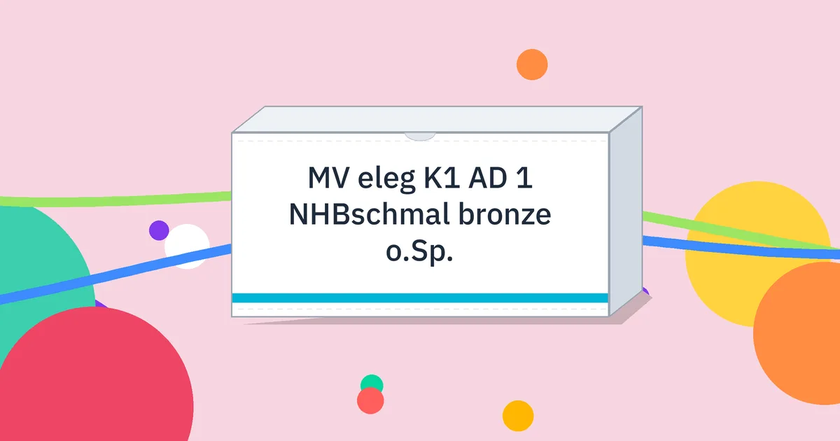 Symbolbild: Packung mit der Aufschrift MV eleg K1 AD 1 NHBschmal bronze o.Sp. (PZN 15673644) – Verfügbarkeit und Bezug in Apotheken in Frankfurt am Main