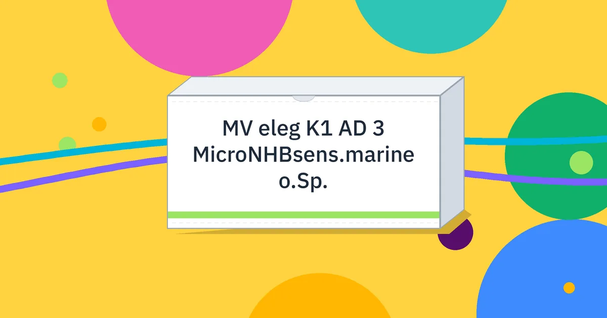 Symbolbild: Packung mit der Aufschrift MV eleg K1 AD 3 MicroNHBsens.marine o.Sp. (PZN 15670031) – Verfügbarkeit und Bezug in Apotheken in Frankfurt am Main
