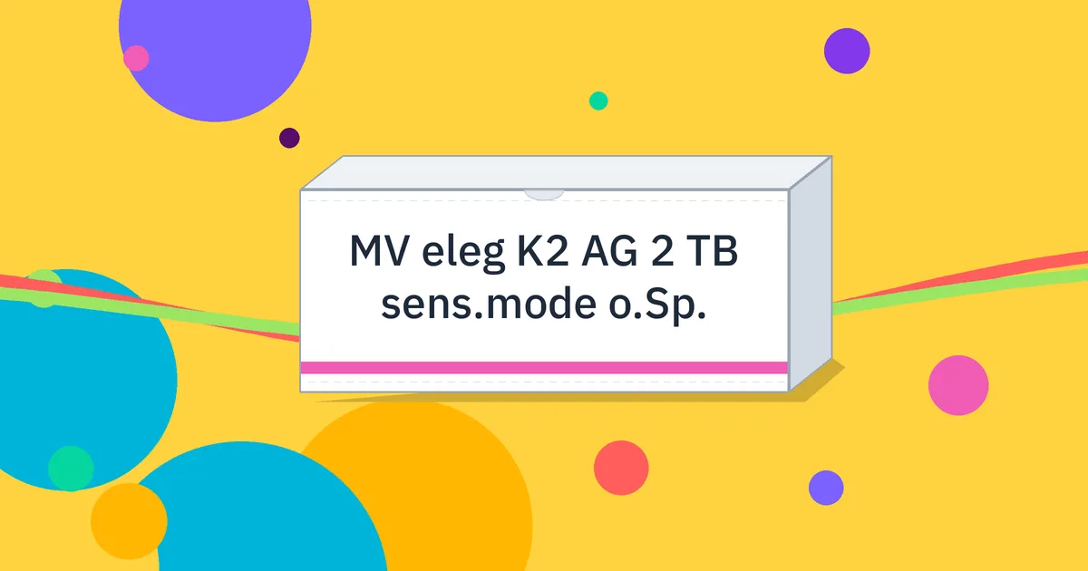 Symbolbild: Packung mit der Aufschrift MV eleg K2 AG 2 TB sens.mode o.Sp. (PZN 09867491) – Verfügbarkeit und Bezug in Apotheken in Frankfurt am Main