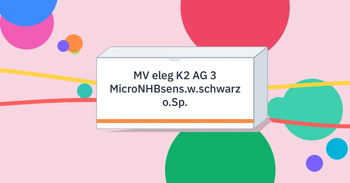 Symbolbild: Packung mit der Aufschrift MV eleg K2 AG 3 MicroNHBsens.w.schwarz o.Sp. (PZN 16068715) – Verfügbarkeit und Bezug in Apotheken in Frankfurt am Main