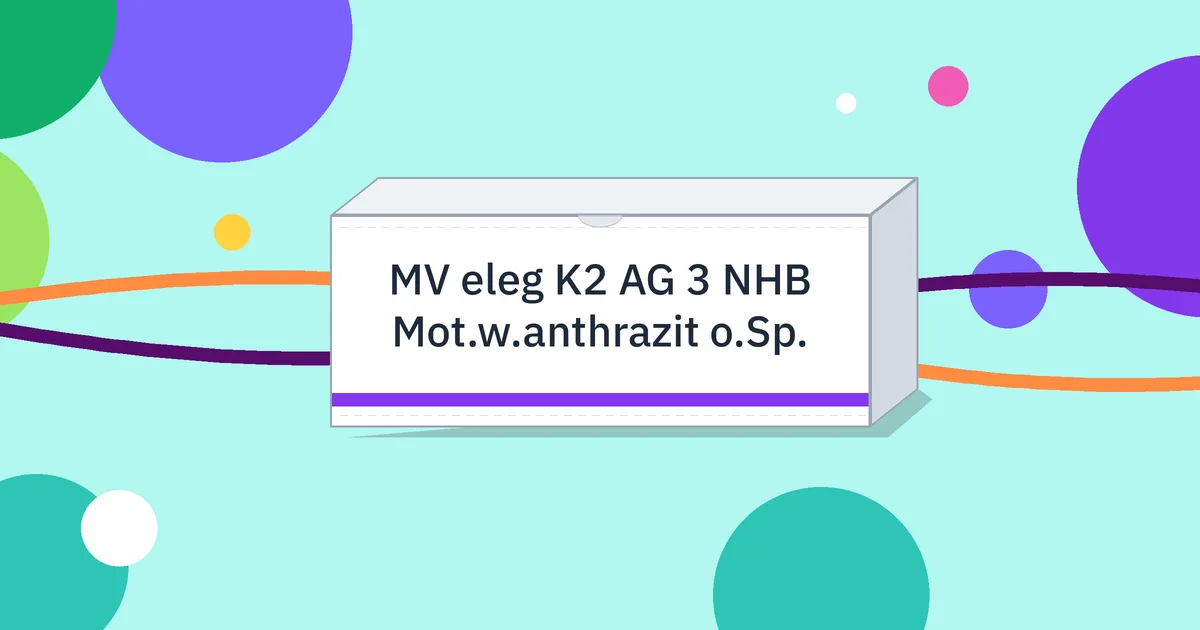 Symbolbild: Packung mit der Aufschrift MV eleg K2 AG 3 NHB Mot.w.anthrazit o.Sp. (PZN 15726085) – Verfügbarkeit und Bezug in Apotheken in Frankfurt am Main