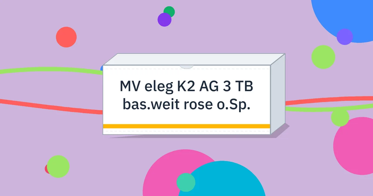 Symbolbild: Packung mit der Aufschrift MV eleg K2 AG 3 TB bas.weit rose o.Sp. (PZN 14700451) – Verfügbarkeit und Bezug in Apotheken in Frankfurt am Main