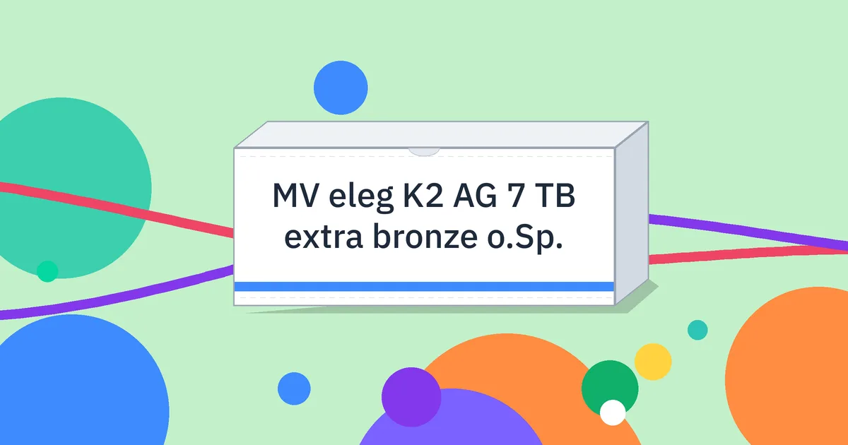 Symbolbild: Packung mit der Aufschrift MV eleg K2 AG 7 TB extra bronze o.Sp. (PZN 14718563) – Verfügbarkeit und Bezug in Apotheken in Frankfurt am Main