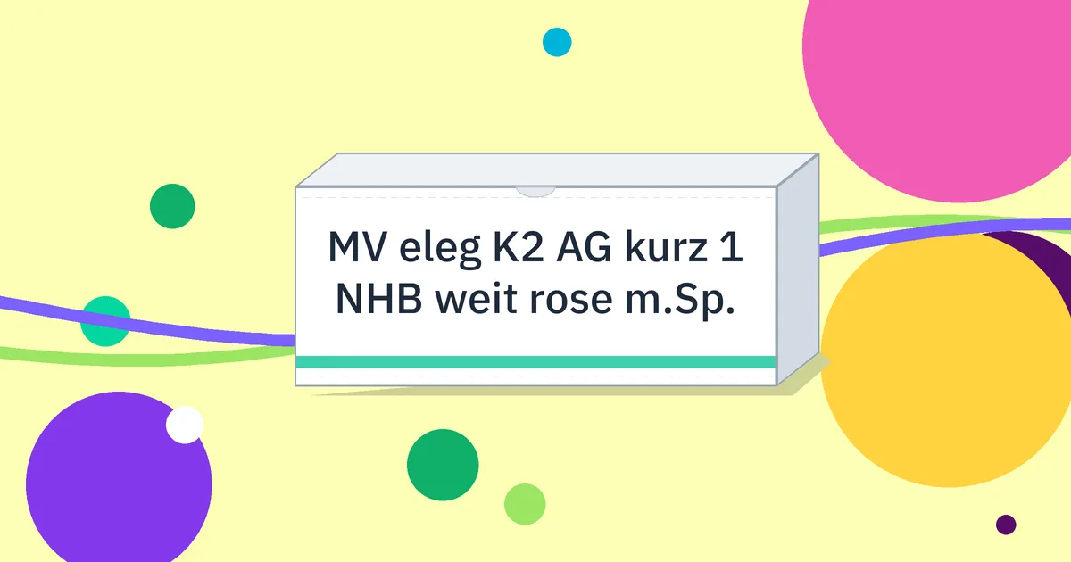 Symbolbild: Packung mit der Aufschrift MV eleg K2 AG kurz 1 NHB weit rose m.Sp. (PZN 15714426) – Verfügbarkeit und Bezug in Apotheken in Frankfurt am Main