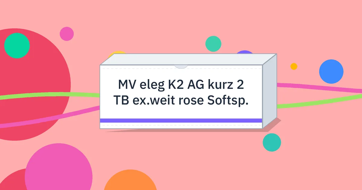 Symbolbild: Packung mit der Aufschrift MV eleg K2 AG kurz 2 TB ex.weit rose Softsp. (PZN 14697789) – Verfügbarkeit und Bezug in Apotheken in Frankfurt am Main