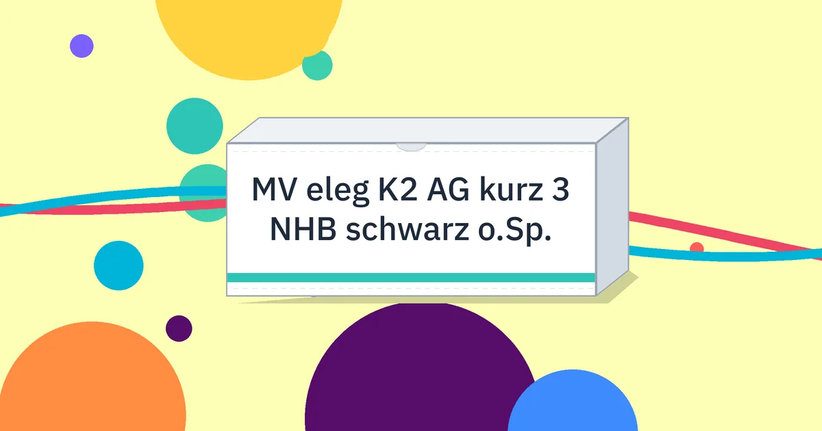 Symbolbild: Packung mit der Aufschrift MV eleg K2 AG kurz 3 NHB schwarz o.Sp. (PZN 15717270) – Verfügbarkeit und Bezug in Apotheken in Frankfurt am Main