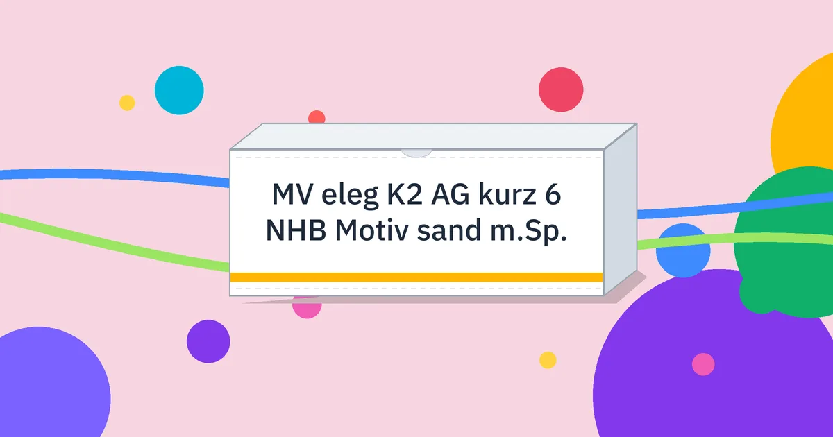 Symbolbild: Packung mit der Aufschrift MV eleg K2 AG kurz 6 NHB Motiv sand m.Sp. (PZN 18926689) – Verfügbarkeit und Bezug in Apotheken in Frankfurt am Main