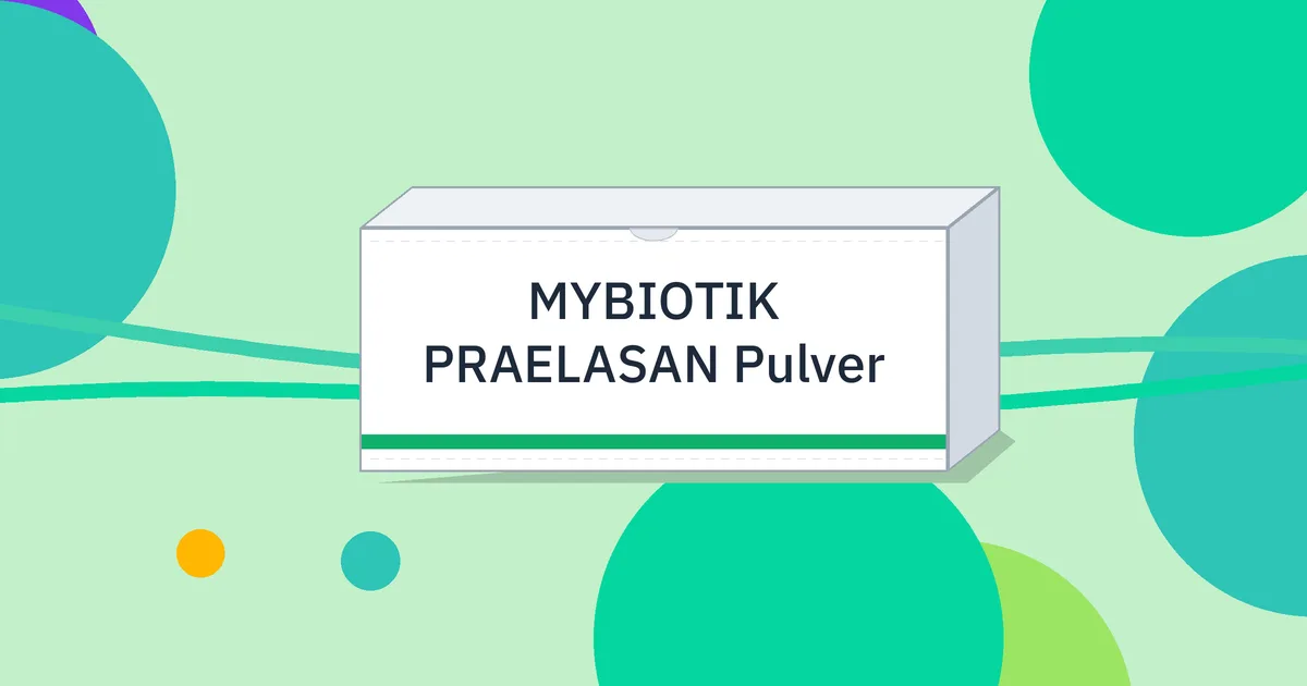 Symbolbild: Packung mit der Aufschrift MYBIOTIK PRAELASAN Pulver (PZN 18706120) – Verfügbarkeit und Bezug in Apotheken in Frankfurt am Main