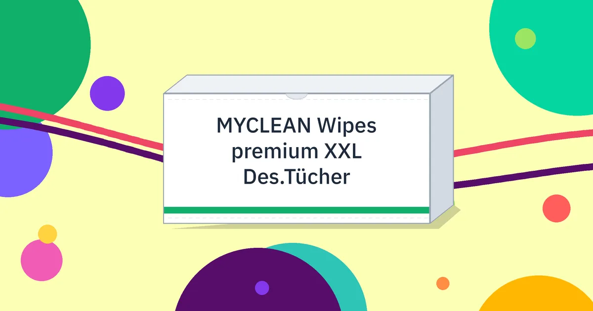 Symbolbild: Packung mit der Aufschrift MYCLEAN Wipes premium XXL Des.Tücher (PZN 20631814) – Verfügbarkeit und Bezug in Apotheken in Frankfurt am Main