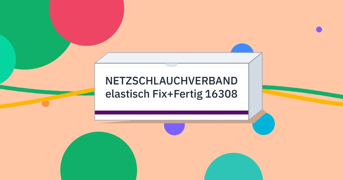 Symbolbild: Packung mit der Aufschrift NETZSCHLAUCHVERBAND elastisch Fix+Fertig 16308 (PZN 02092696) – Verfügbarkeit und Bezug in Apotheken in Frankfurt am Main