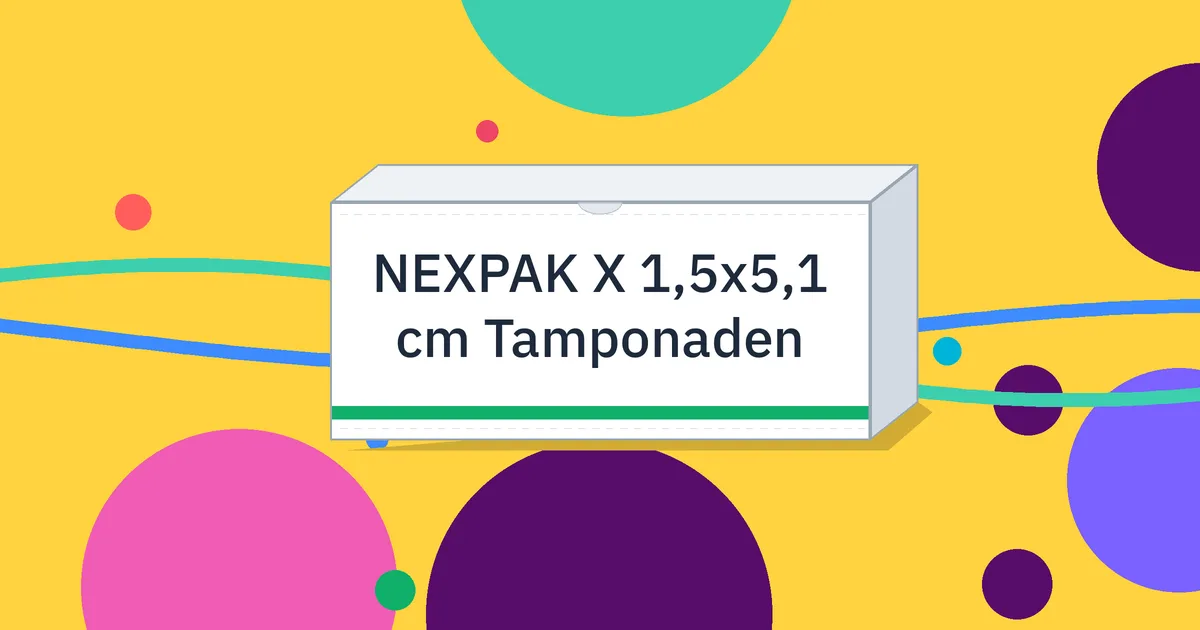 Symbolbild: Packung mit der Aufschrift NEXPAK X 1,5x5,1 cm Tamponaden (PZN 20190362) – Verfügbarkeit und Bezug in Apotheken in Frankfurt am Main