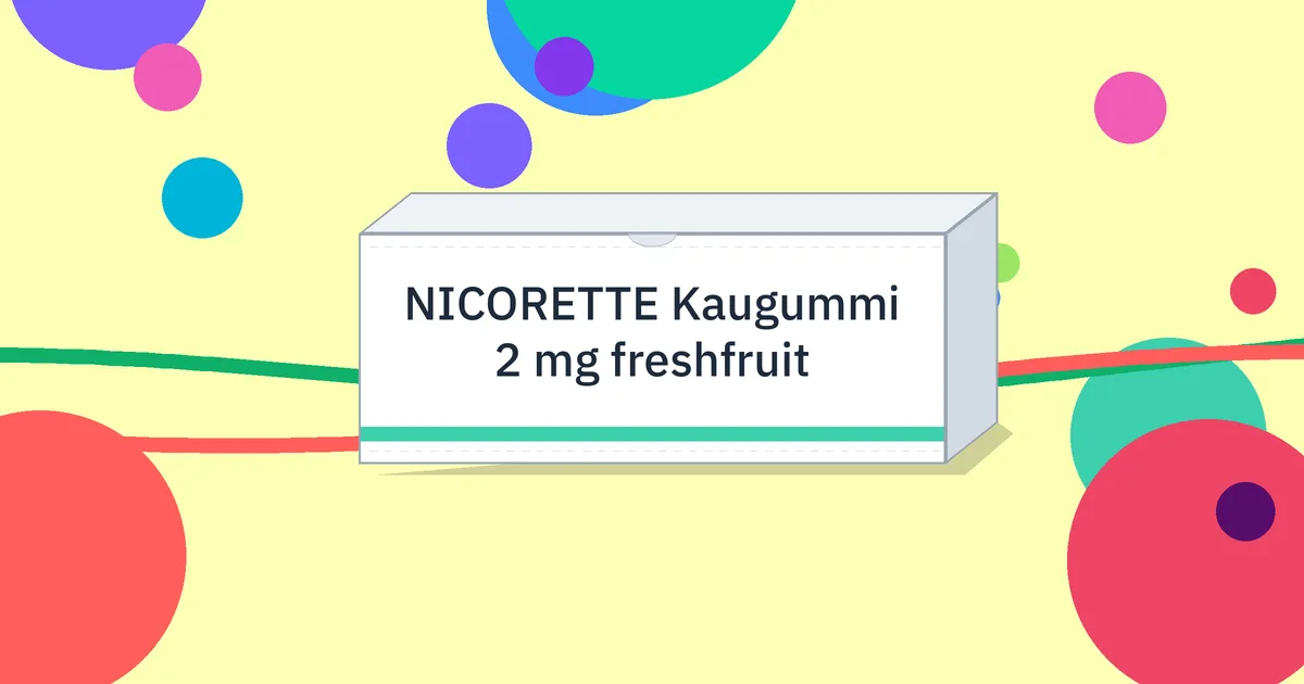 Symbolbild: Packung mit der Aufschrift NICORETTE Kaugummi 2 mg freshfruit (PZN 07273959) – Verfügbarkeit und Bezug in Apotheken in Frankfurt am Main