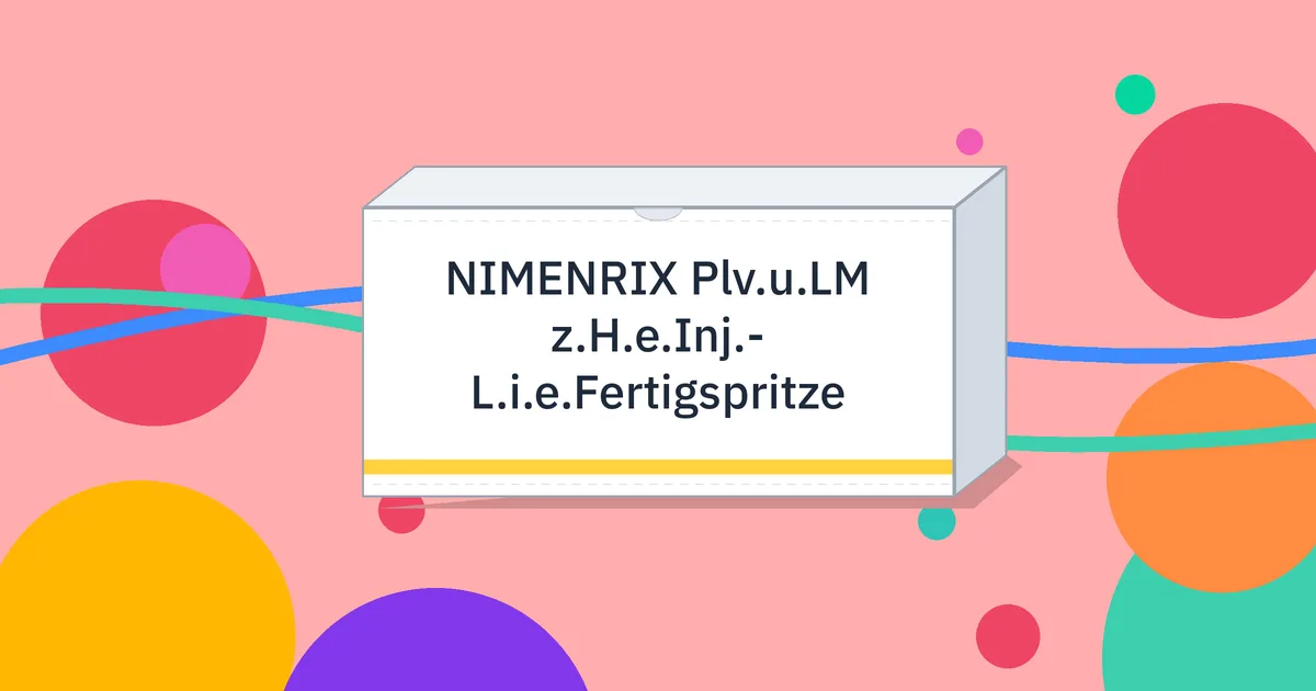 Symbolbild: Packung mit der Aufschrift NIMENRIX Plv.u.LM z.H.e.Inj.-L.i.e.Fertigspritze (PZN 18601438) – Verfügbarkeit und Bezug in Apotheken in Frankfurt am Main