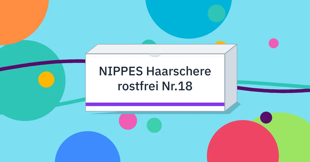Symbolbild: Packung mit der Aufschrift NIPPES Haarschere rostfrei Nr.18 (PZN 07798082) – Verfügbarkeit und Bezug in Apotheken in Frankfurt am Main