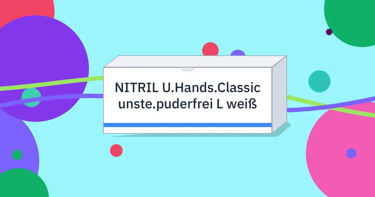 Symbolbild: Packung mit der Aufschrift NITRIL U.Hands.Classic unste.puderfrei L weiß (PZN 11540202) – Verfügbarkeit und Bezug in Apotheken in Frankfurt am Main