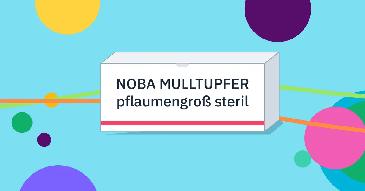Symbolbild: Packung mit der Aufschrift NOBA MULLTUPFER pflaumengroß steril (PZN 06796595) – Verfügbarkeit und Bezug in Apotheken in Frankfurt am Main