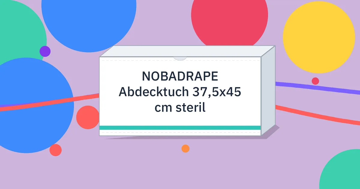Symbolbild: Packung mit der Aufschrift NOBADRAPE Abdecktuch 37,5x45 cm steril (PZN 01844390) – Verfügbarkeit und Bezug in Apotheken in Frankfurt am Main