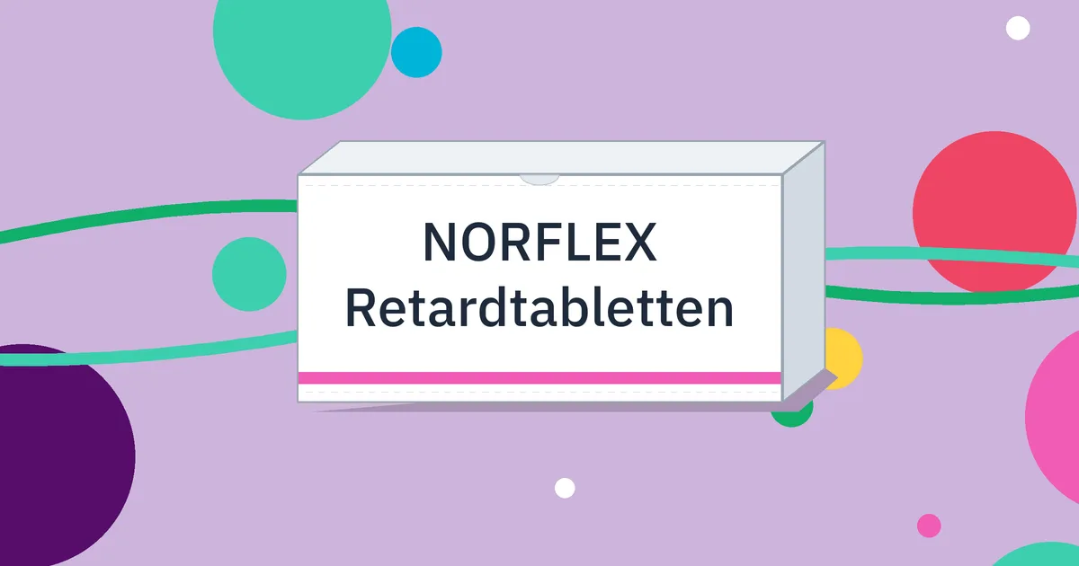 Symbolbild: Packung mit der Aufschrift NORFLEX Retardtabletten (PZN 00728842) – Verfügbarkeit und Bezug in Apotheken in Frankfurt am Main