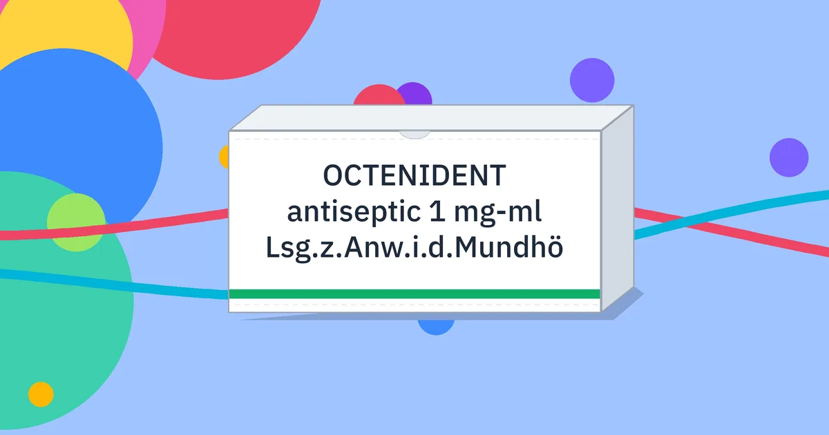 Symbolbild: Packung mit der Aufschrift OCTENIDENT antiseptic 1 mg-ml Lsg.z.Anw.i.d.Mundhö (PZN 17850458) – Verfügbarkeit und Bezug in Apotheken in Frankfurt am Main