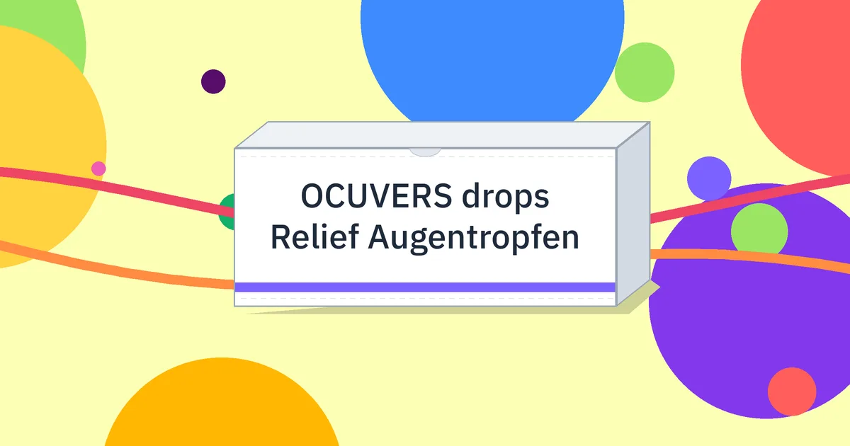 Symbolbild: Packung mit der Aufschrift OCUVERS drops Relief Augentropfen (PZN 18103025) – Verfügbarkeit und Bezug in Apotheken in Frankfurt am Main