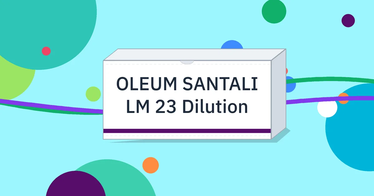 Symbolbild: Packung mit der Aufschrift OLEUM SANTALI LM 23 Dilution (PZN 13623412) – Verfügbarkeit und Bezug in Apotheken in Frankfurt am Main