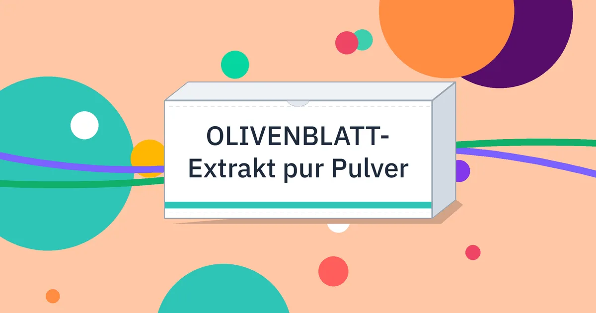 Symbolbild: Packung mit der Aufschrift OLIVENBLATT-Extrakt pur Pulver (PZN 04205302) – Verfügbarkeit und Bezug in Apotheken in Frankfurt am Main