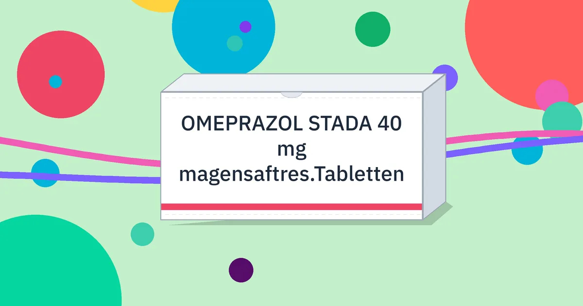 Symbolbild: Packung mit der Aufschrift OMEPRAZOL STADA 40 mg magensaftres.Tabletten (PZN 04668752) – Verfügbarkeit und Bezug in Apotheken in Frankfurt am Main