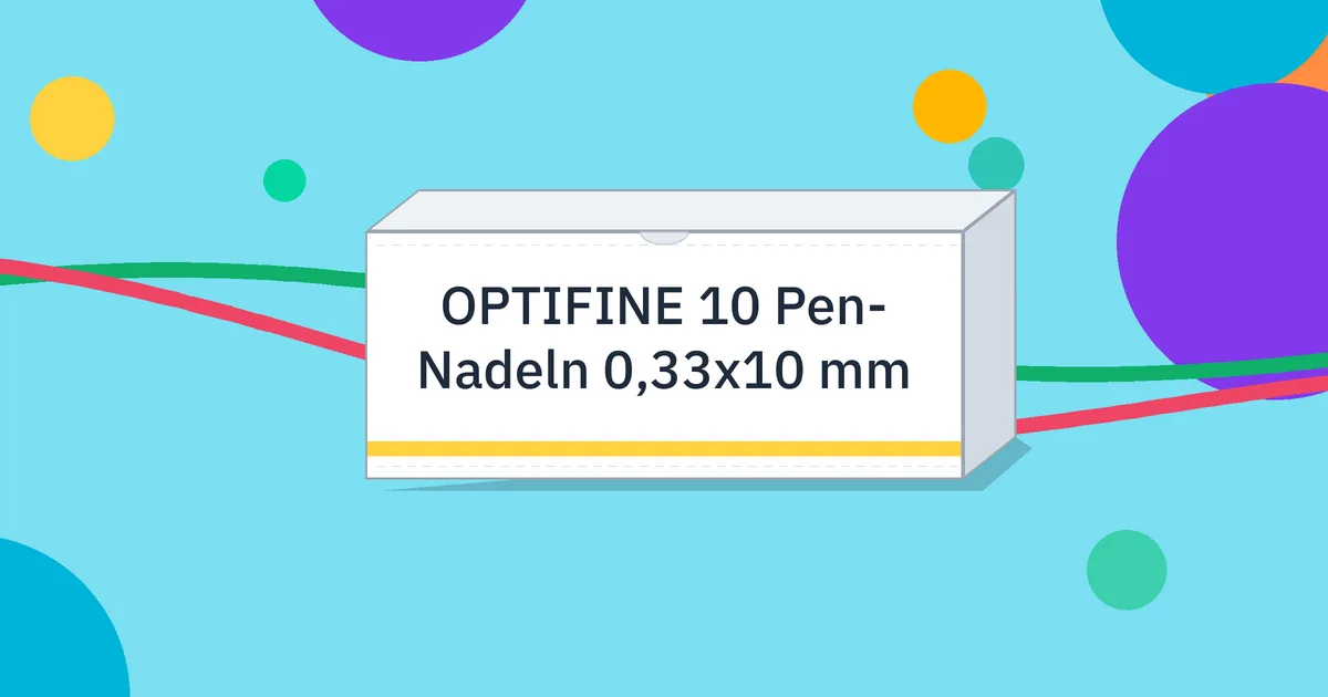 Symbolbild: Packung mit der Aufschrift OPTIFINE 10 Pen-Nadeln 0,33x10 mm (PZN 13502938) – Verfügbarkeit und Bezug in Apotheken in Frankfurt am Main
