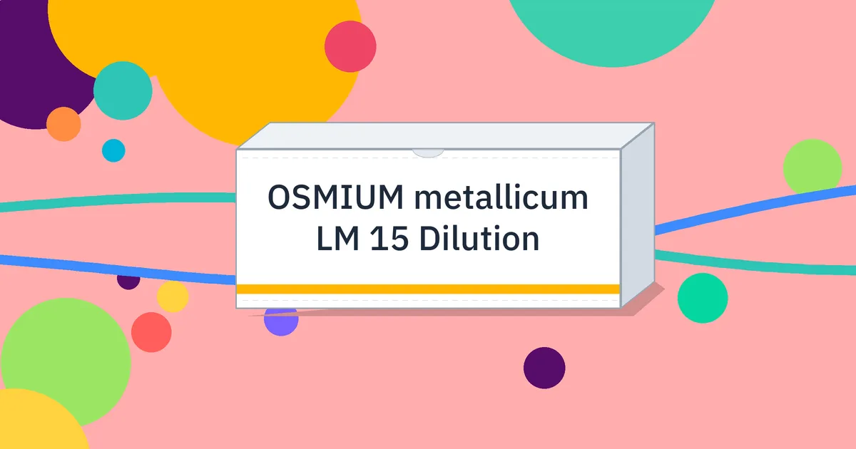 Symbolbild: Packung mit der Aufschrift OSMIUM metallicum LM 15 Dilution (PZN 12974026) – Verfügbarkeit und Bezug in Apotheken in Frankfurt am Main