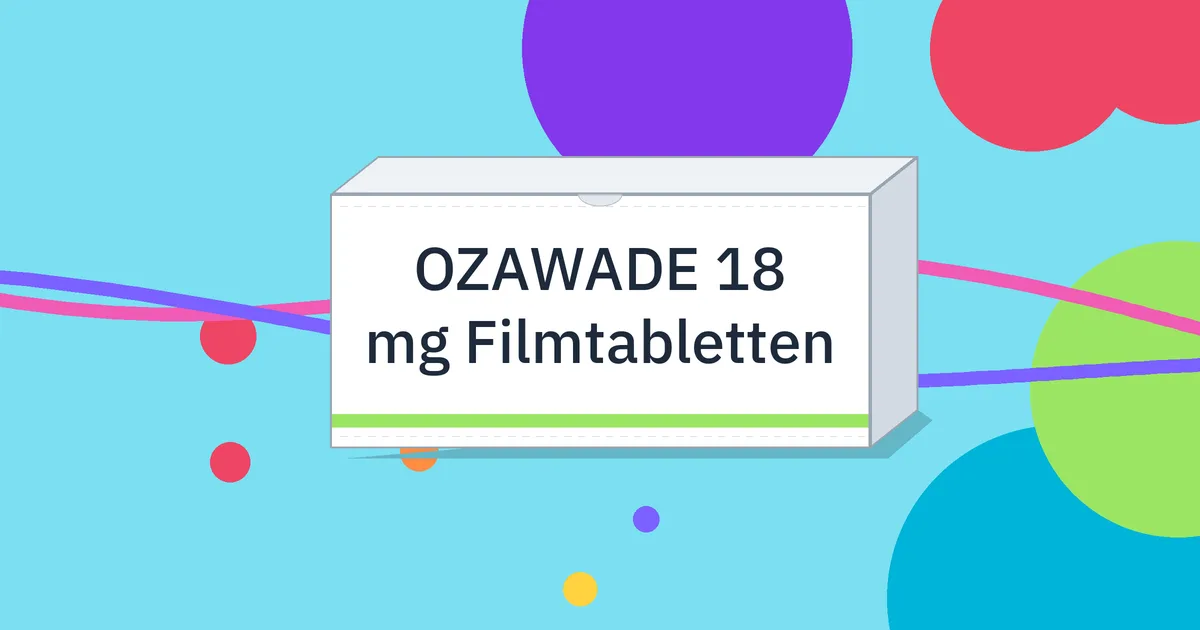 Symbolbild: Packung mit der Aufschrift OZAWADE 18 mg Filmtabletten (PZN 17550489) – Verfügbarkeit und Bezug in Apotheken in Frankfurt am Main