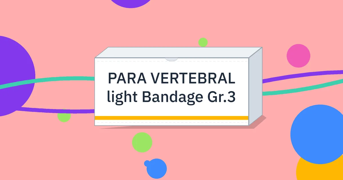 Symbolbild: Packung mit der Aufschrift PARA VERTEBRAL light Bandage Gr.3 (PZN 06990995) – Verfügbarkeit und Bezug in Apotheken in Frankfurt am Main