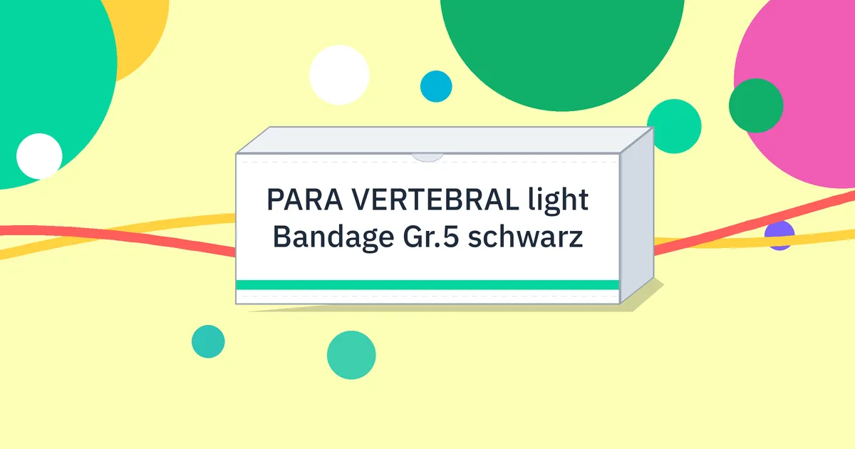 Symbolbild: Packung mit der Aufschrift PARA VERTEBRAL light Bandage Gr.5 schwarz (PZN 10003784) – Verfügbarkeit und Bezug in Apotheken in Frankfurt am Main