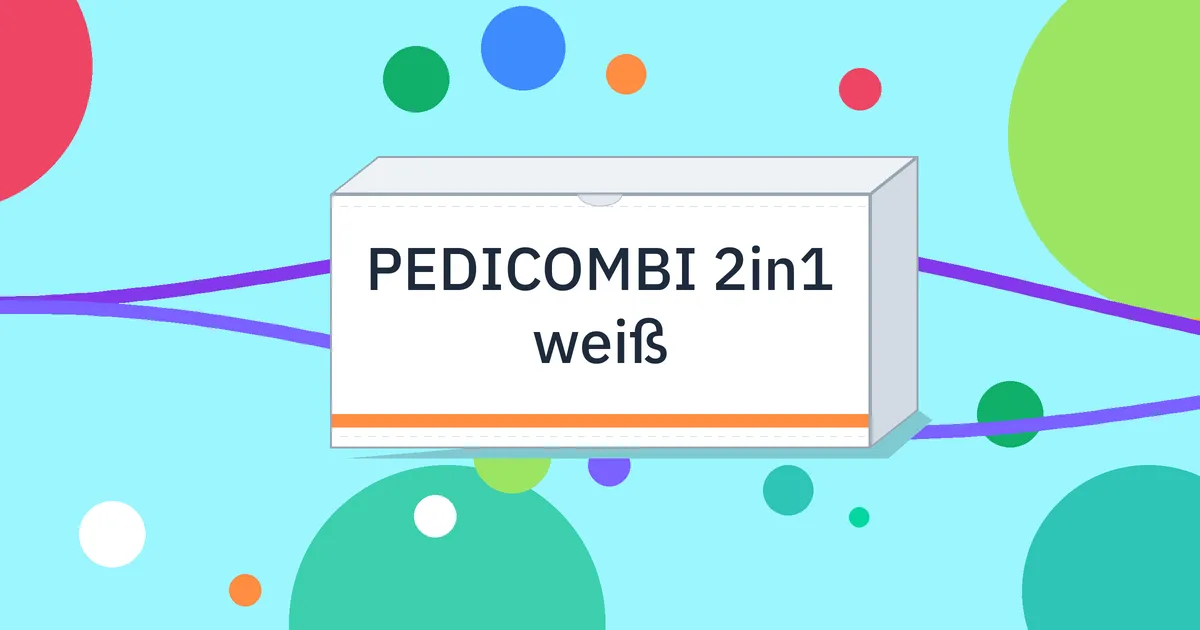 Symbolbild: Packung mit der Aufschrift PEDICOMBI 2in1 weiß (PZN 01522812) – Verfügbarkeit und Bezug in Apotheken in Frankfurt am Main
