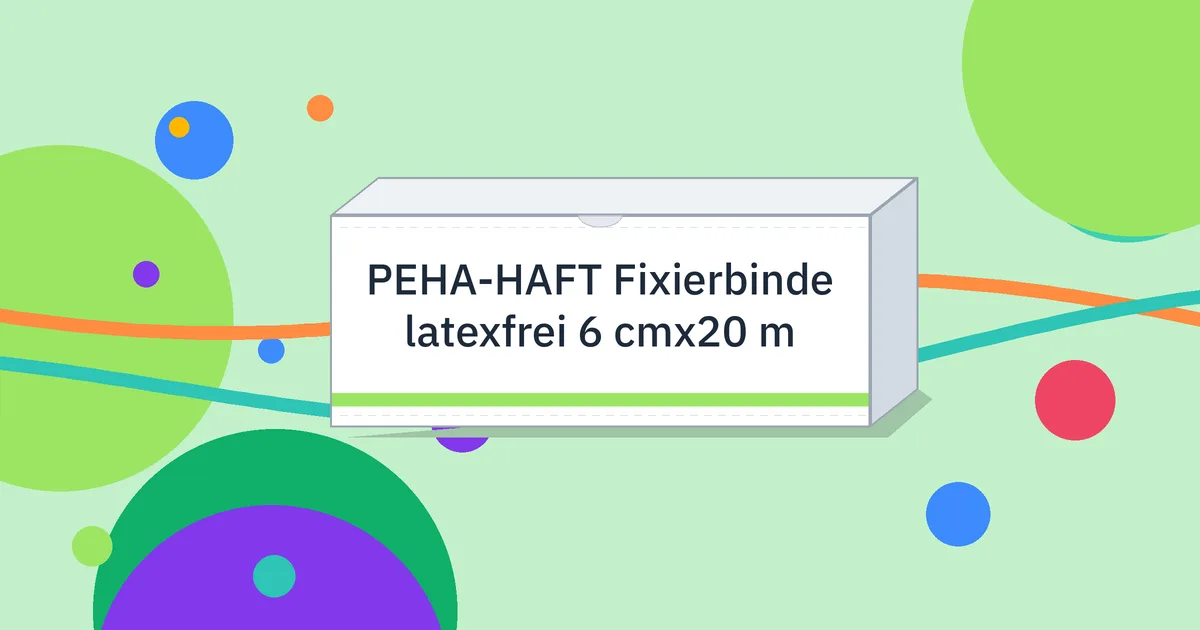 Symbolbild: Packung mit der Aufschrift PEHA-HAFT Fixierbinde latexfrei 6 cmx20 m (PZN 18716549) – Verfügbarkeit und Bezug in Apotheken in Frankfurt am Main