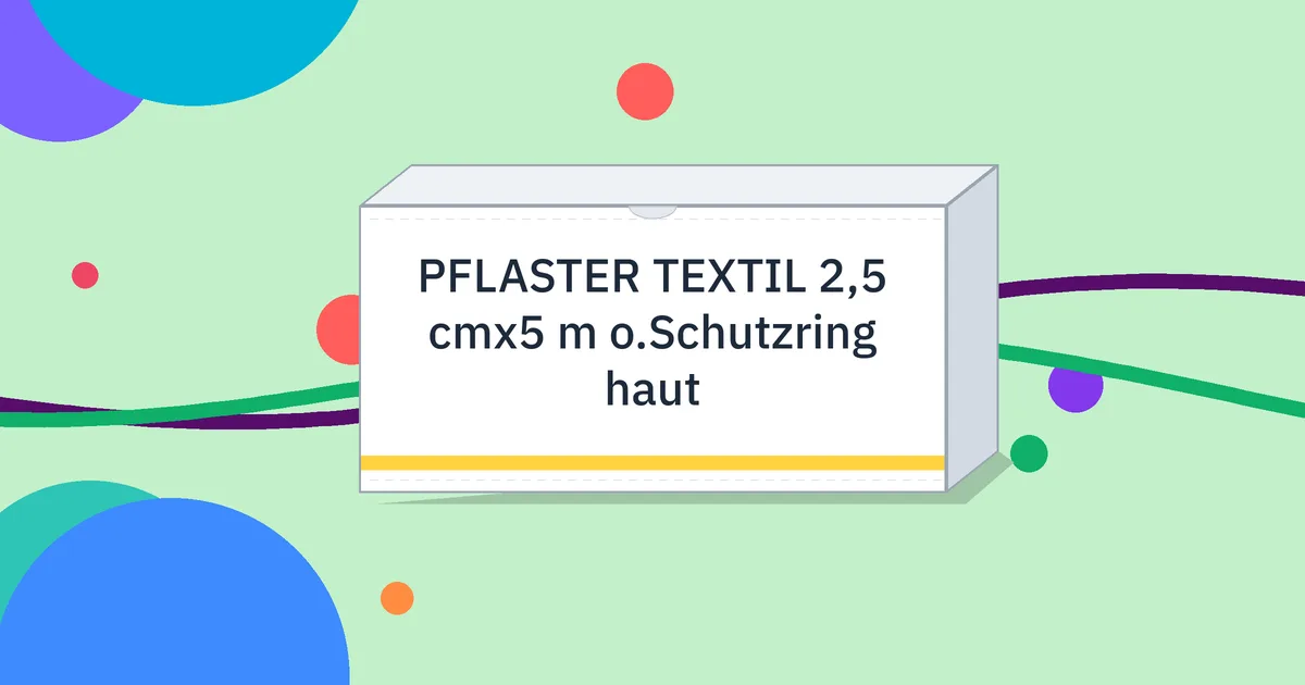 Symbolbild: Packung mit der Aufschrift PFLASTER TEXTIL 2,5 cmx5 m o.Schutzring haut (PZN 10540536) – Verfügbarkeit und Bezug in Apotheken in Frankfurt am Main