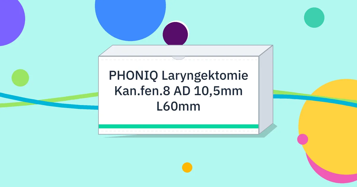 Symbolbild: Packung mit der Aufschrift PHONIQ Laryngektomie Kan.fen.8 AD 10,5mm L60mm (PZN 17381905) – Verfügbarkeit und Bezug in Apotheken in Frankfurt am Main