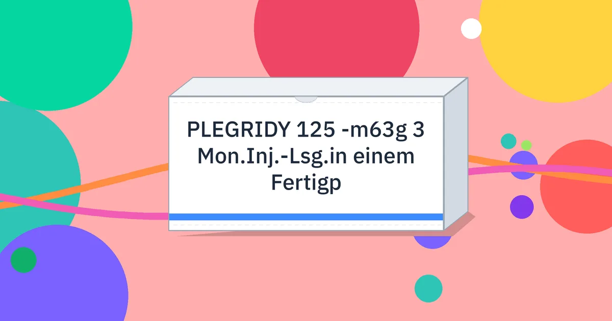 Symbolbild: Packung mit der Aufschrift PLEGRIDY 125 -m63g 3 Mon.Inj.-Lsg.in einem Fertigp (PZN 12856048) – Verfügbarkeit und Bezug in Apotheken in Frankfurt am Main