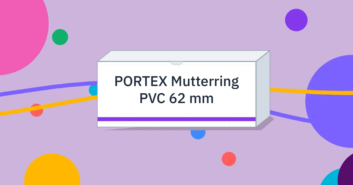 Symbolbild: Packung mit der Aufschrift PORTEX Mutterring PVC 62 mm (PZN 07690019) – Verfügbarkeit und Bezug in Apotheken in Frankfurt am Main