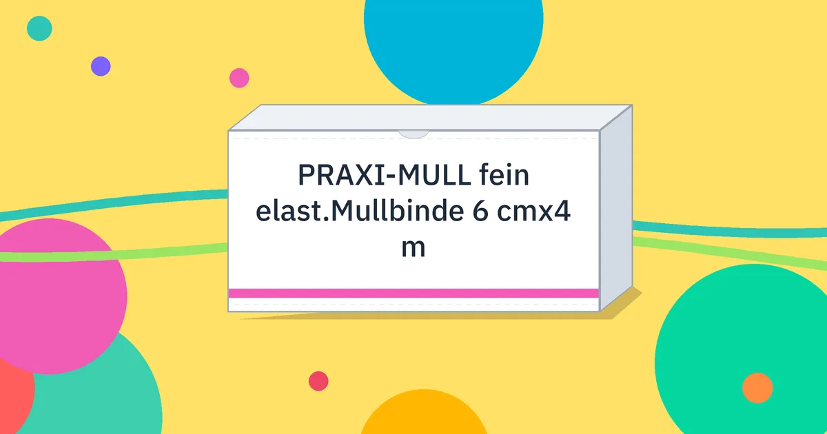 Symbolbild: Packung mit der Aufschrift PRAXI-MULL fein elast.Mullbinde 6 cmx4 m (PZN 12827182) – Verfügbarkeit und Bezug in Apotheken in Frankfurt am Main