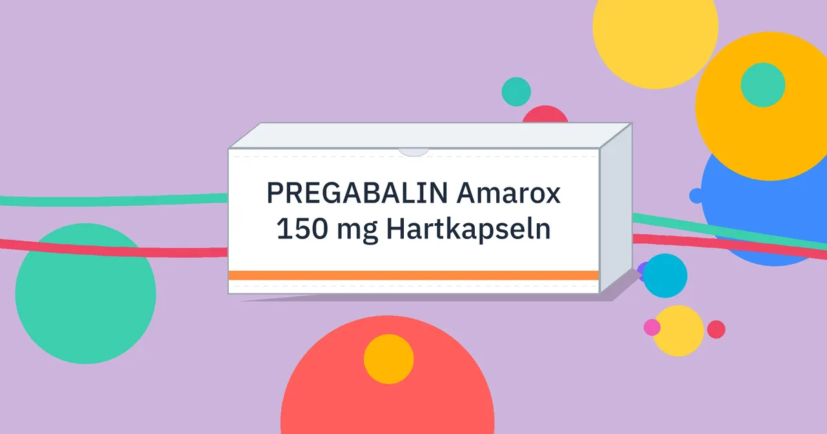 Symbolbild: Packung mit der Aufschrift PREGABALIN Amarox 150 mg Hartkapseln (PZN 16805177) – Verfügbarkeit und Bezug in Apotheken in Frankfurt am Main