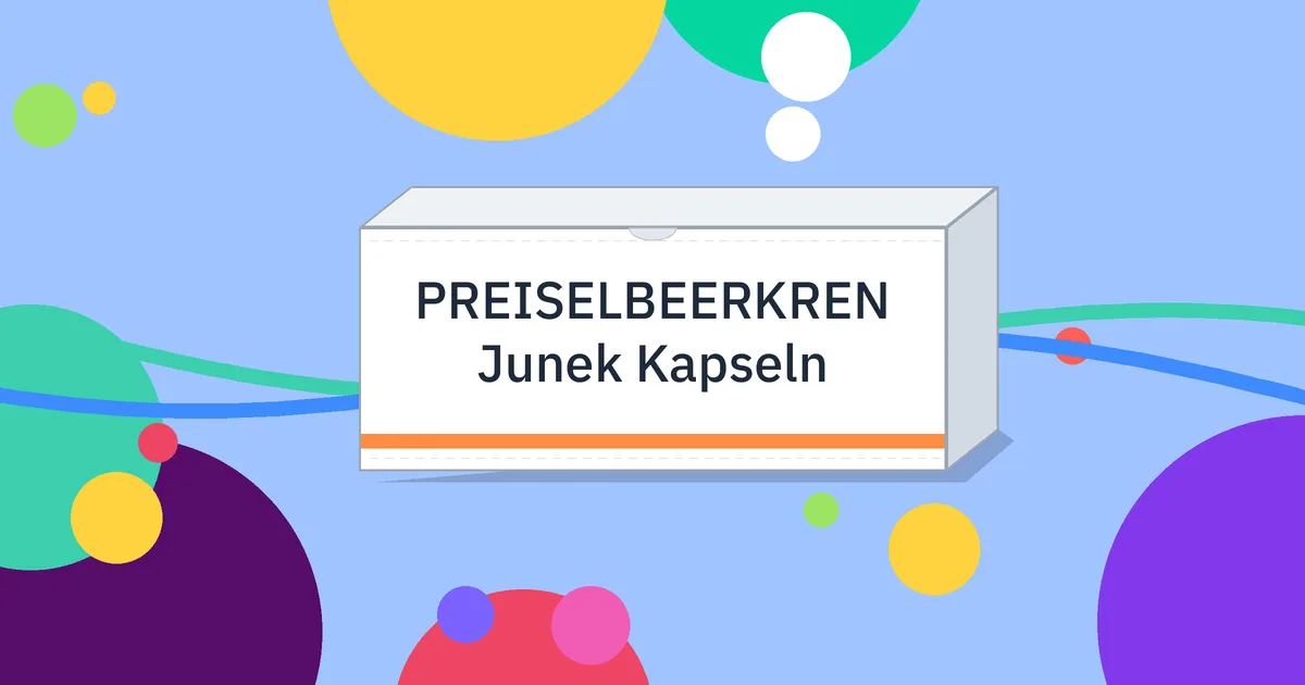 Symbolbild: Packung mit der Aufschrift PREISELBEERKREN Junek Kapseln (PZN 10307283) – Verfügbarkeit und Bezug in Apotheken in Frankfurt am Main