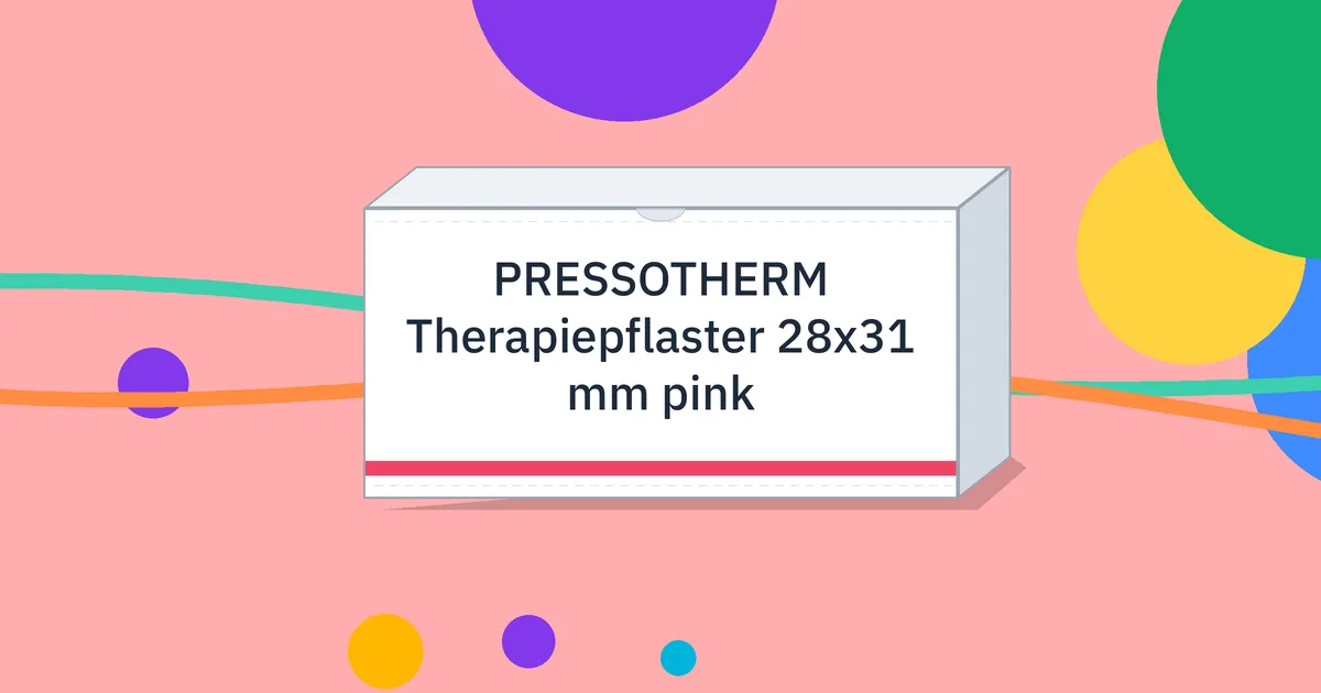 Symbolbild: Packung mit der Aufschrift PRESSOTHERM Therapiepflaster 28x31 mm pink (PZN 11109964) – Verfügbarkeit und Bezug in Apotheken in Frankfurt am Main