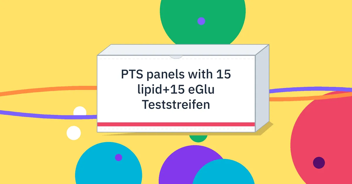 Symbolbild: Packung mit der Aufschrift PTS panels with 15 lipid+15 eGlu Teststreifen (PZN 16486269) – Verfügbarkeit und Bezug in Apotheken in Frankfurt am Main