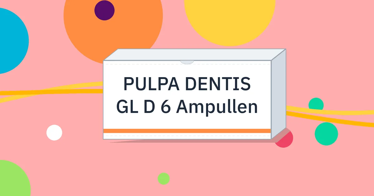 Symbolbild: Packung mit der Aufschrift PULPA DENTIS GL D 6 Ampullen (PZN 03354684) – Verfügbarkeit und Bezug in Apotheken in Frankfurt am Main