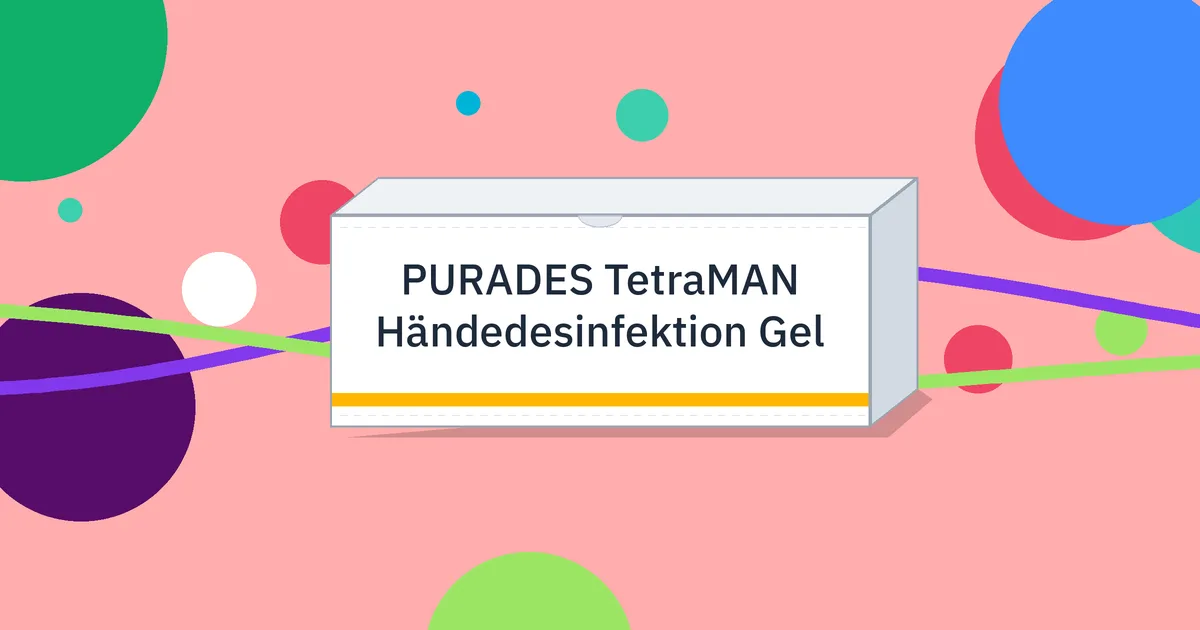 Symbolbild: Packung mit der Aufschrift PURADES TetraMAN Händedesinfektion Gel (PZN 14005455) – Verfügbarkeit und Bezug in Apotheken in Frankfurt am Main