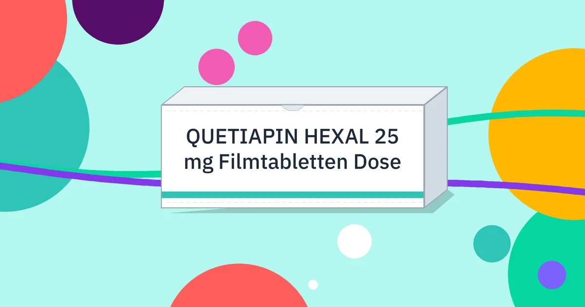 Symbolbild: Packung mit der Aufschrift QUETIAPIN HEXAL 25 mg Filmtabletten Dose (PZN 17420887) – Verfügbarkeit und Bezug in Apotheken in Frankfurt am Main