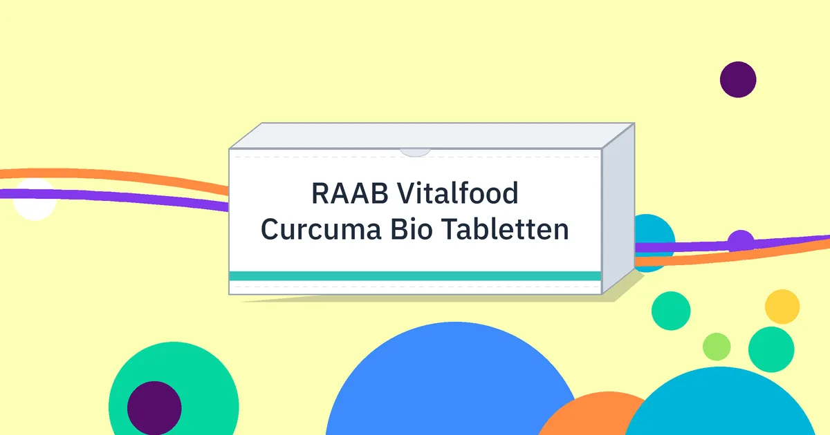 Symbolbild: Packung mit der Aufschrift RAAB Vitalfood Curcuma Bio Tabletten (PZN 19304323) – Verfügbarkeit und Bezug in Apotheken in Frankfurt am Main